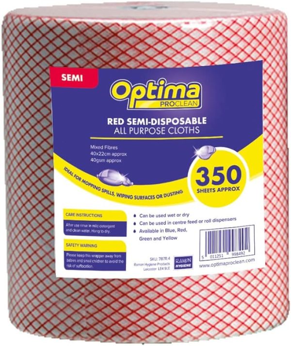 Optima Lightweight All Purpose Cloth Rolls RED (350 Sheets) – Safety ...