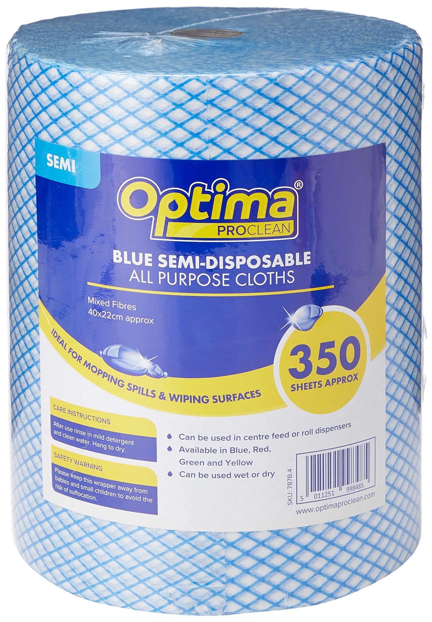 Optima Lightweight All Purpose Cloth Rolls BLUE (350 Sheets) – Safety ...
