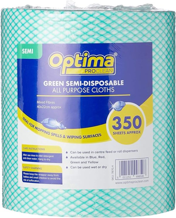 Optima Lightweight All Purpose Cloth Rolls GREEN (350 Sheets) – Safety ...